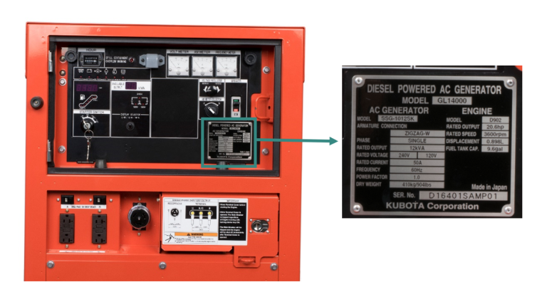 Where to find the serial number on a Kubota generator - Kubota Engine ...